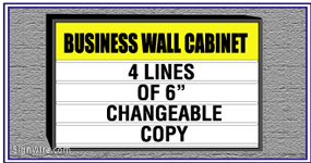 Lighted outdoor business wall signs.