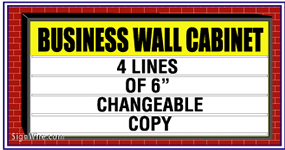 Lighted outdoor business wall signs.
